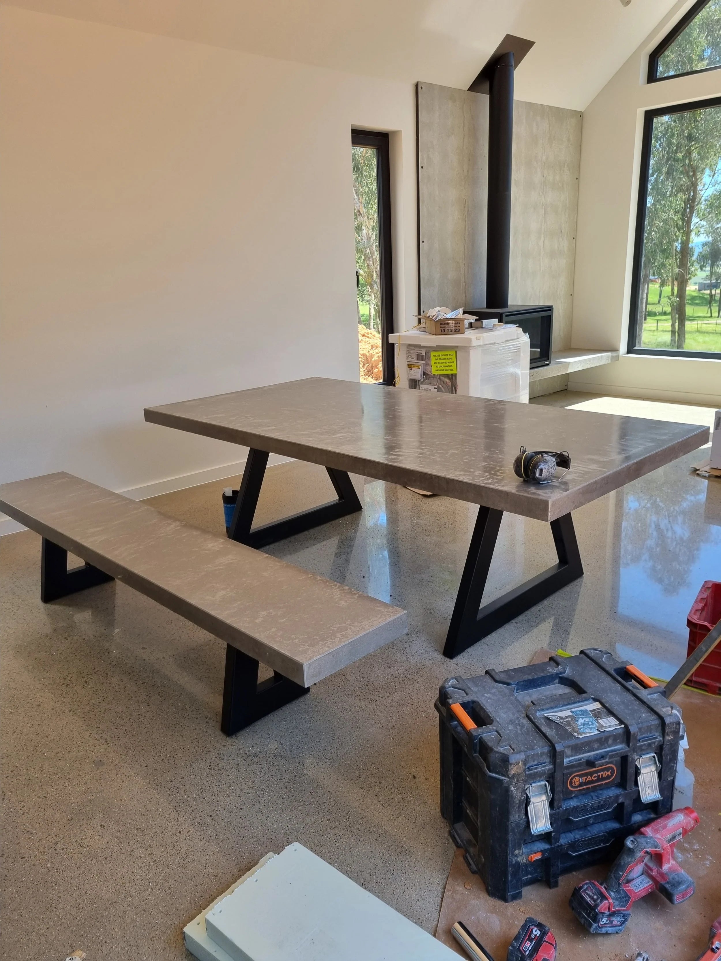 Custom made polished concrete tables